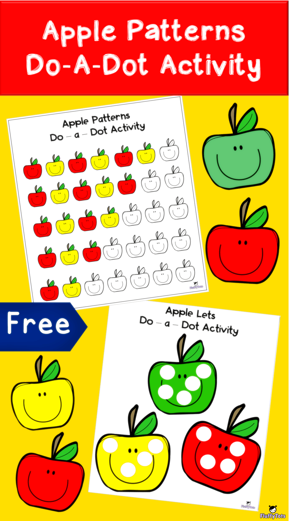 Apple Pattern Do-a-Dot Activity : FREE 6 Mats for Toddler and ...