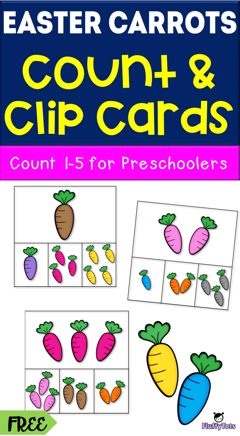 Easter Carrot Count, Match and Clip Cards : FREE 12 Cards Counting 1-5 ...