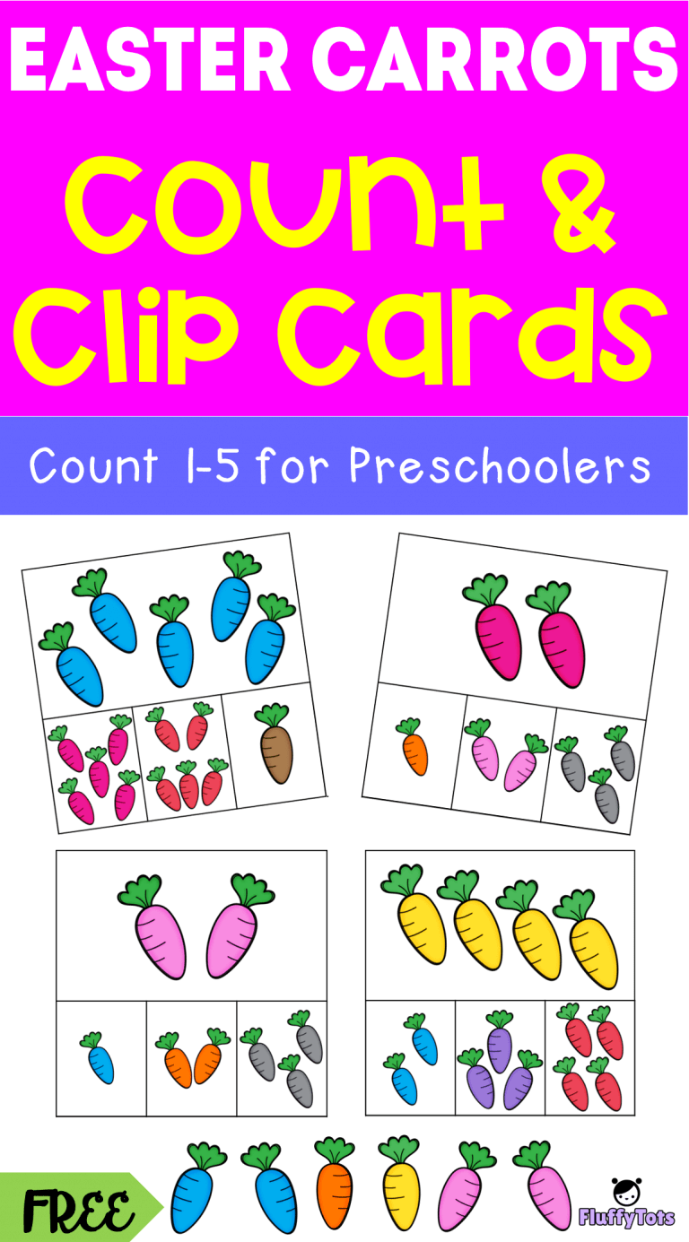 Easter Carrot Count, Match and Clip Cards : FREE 12 Cards Counting 1-5 ...
