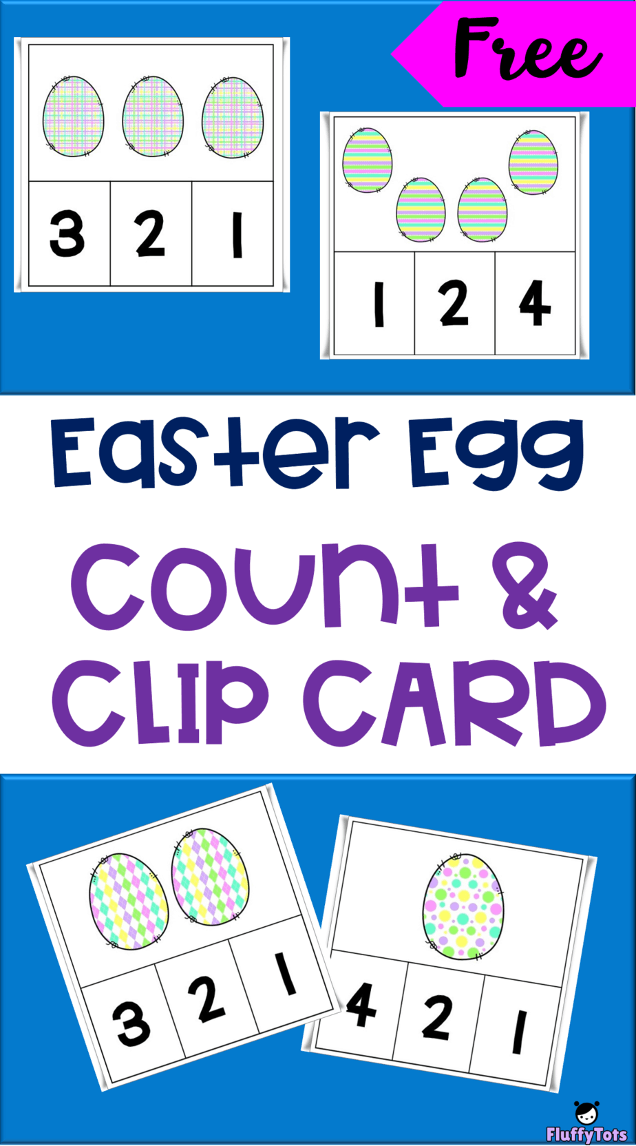 Easter Egg Printable Count and Clip Card for Preschoolers - FluffyTots