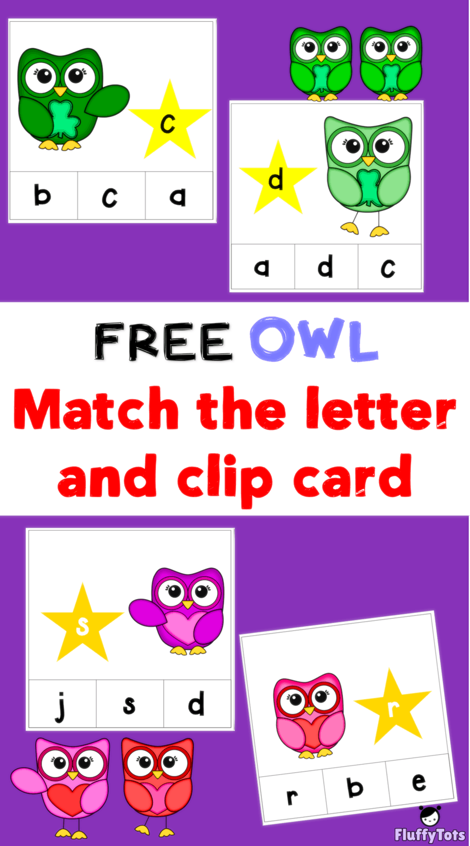 Owl Match The Letter and Clip Card : 32 Effortless Sets for Preschool ...