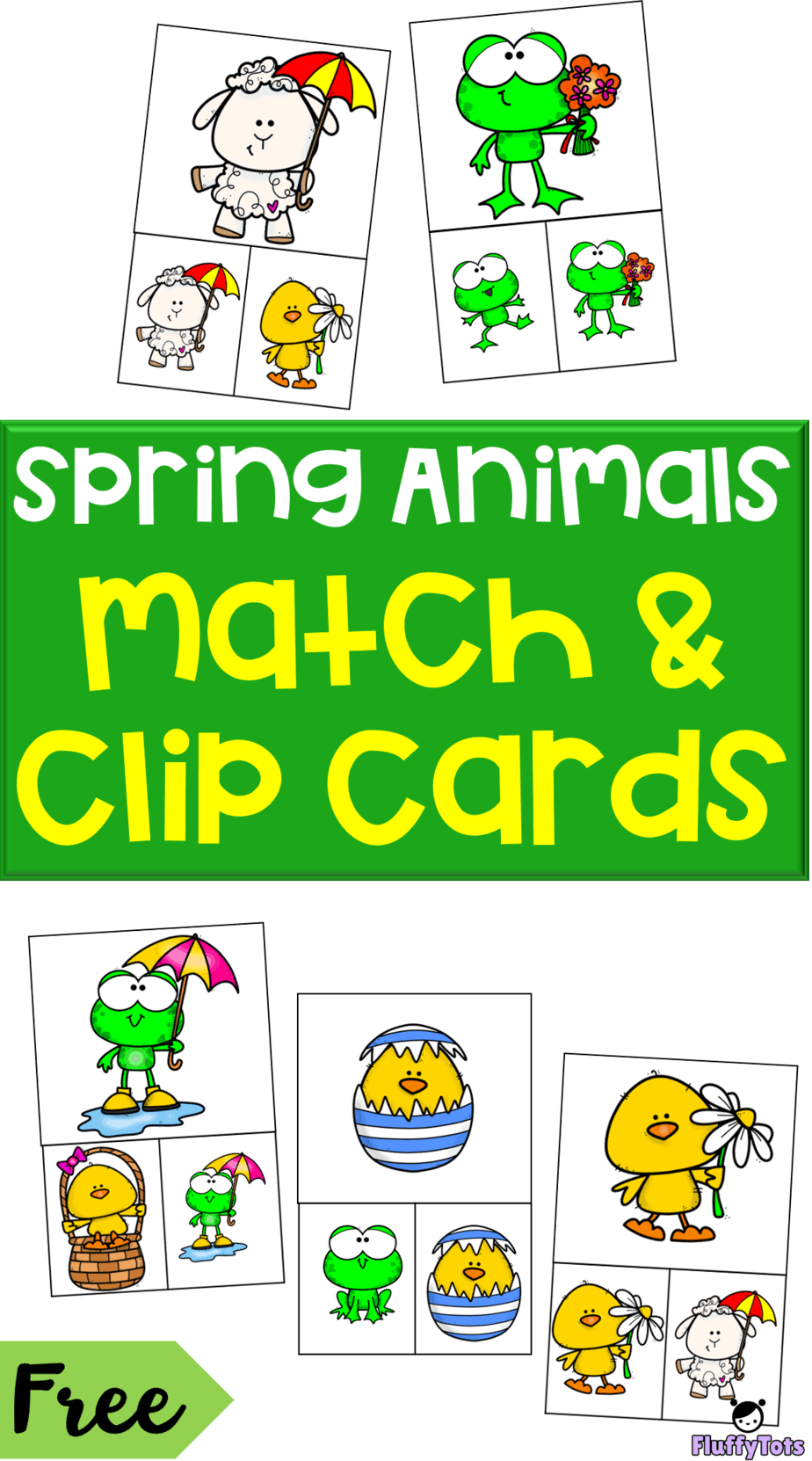 Spring Animals Match and Clip Cards : Free 32 Cute Clip Cards - FluffyTots