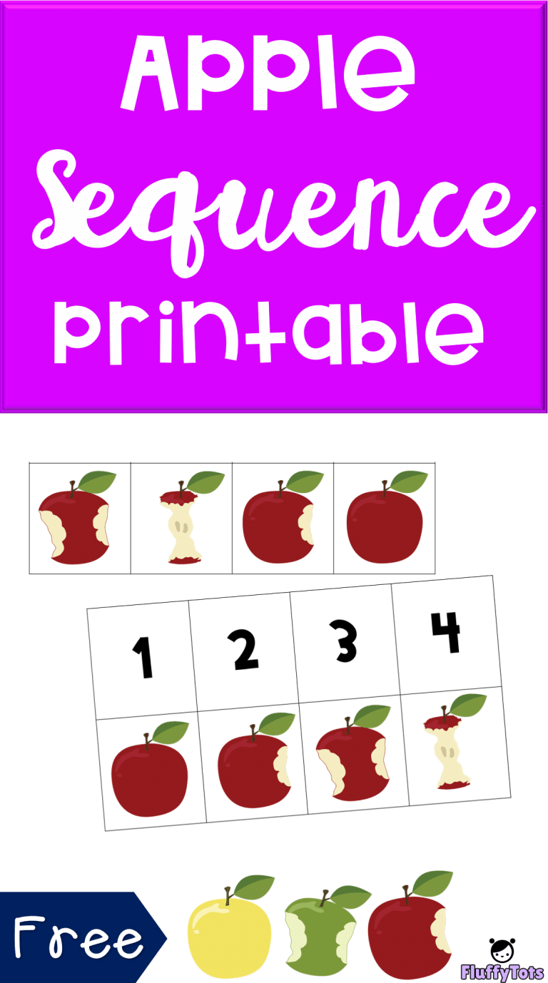 Eating Apple Sequencing Printable - FREE 3 Sets of Apples - FluffyTots