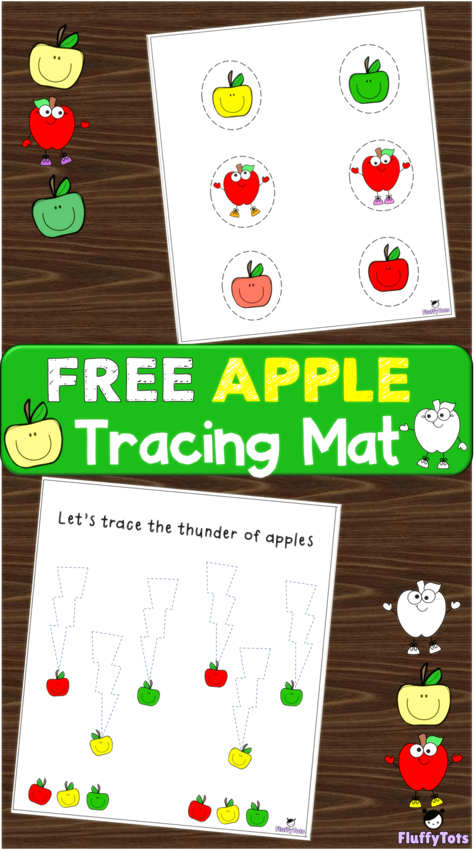 FREE 12 Sets of Apple Tracing Mat for Toddlers - FluffyTots
