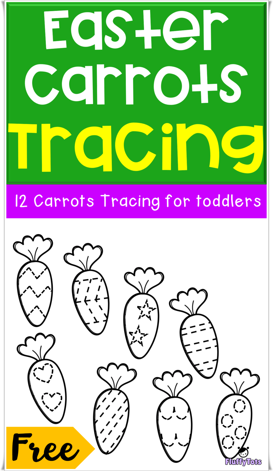 Easter Carrot Tracing : FREE 12 Awesome Carrots - FluffyTots