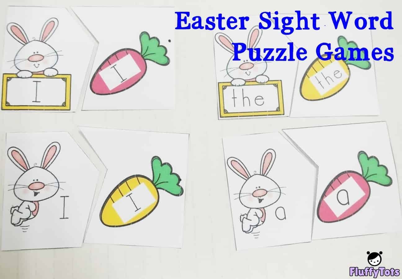 Easter Sight Word Games : FREE 12 Simple Cute Puzzles - FluffyTots