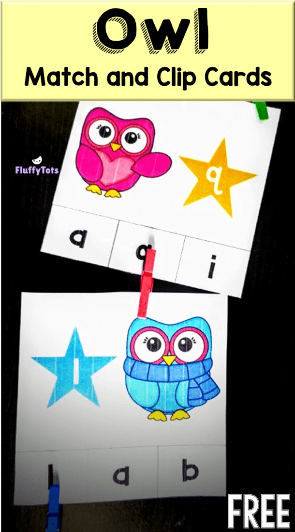 Owl Match The Letter and Clip Card : 32 Effortless Sets for Preschool ...