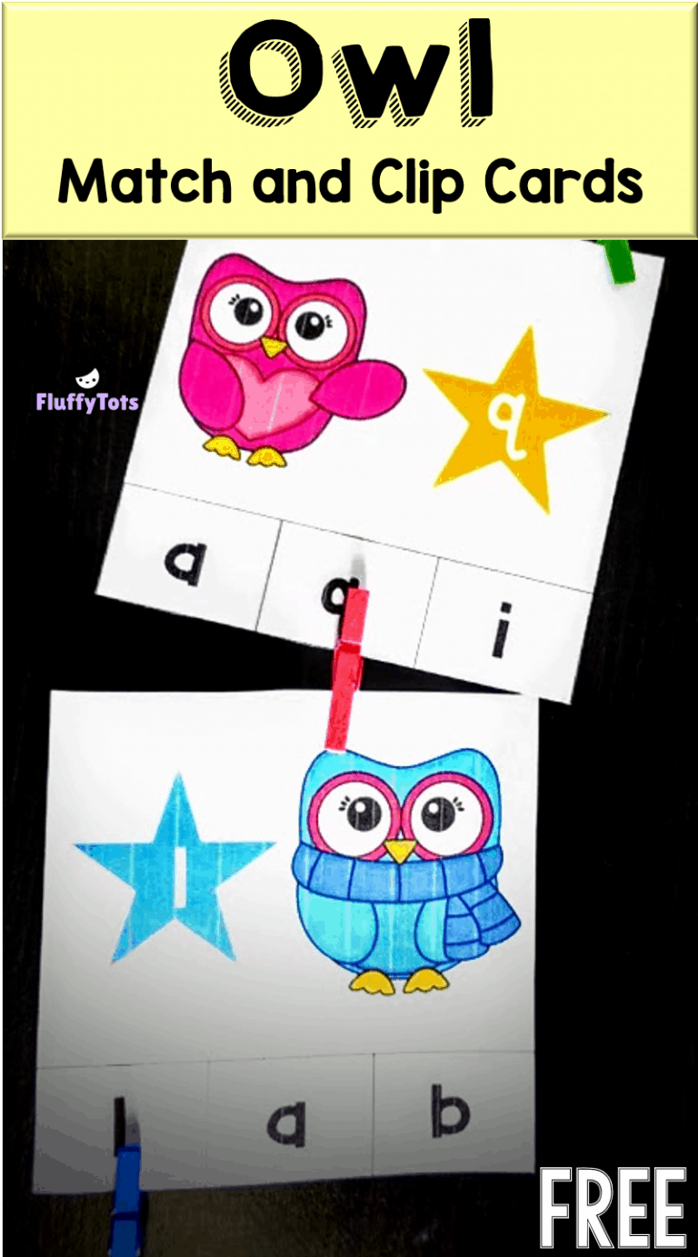 Owl Match The Letter and Clip Card : 32 Effortless Sets for Preschool ...