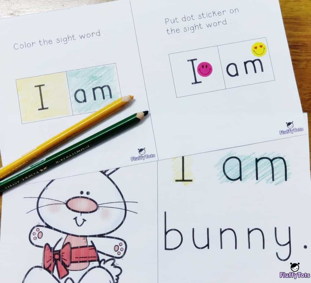 Sight Word Reader 'I am' : FREE 8 Fun Pages for Preschoolers - FluffyTots