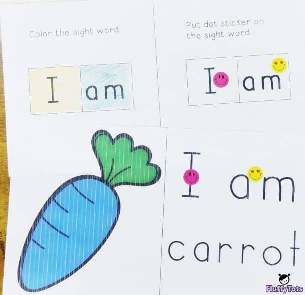 Sight Word Reader 'I am' : FREE 8 Fun Pages for Preschoolers - FluffyTots