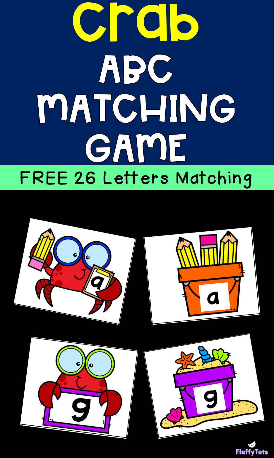 Summer Crab ABC Matching Game : FREE 26 Crabs with Letters to be ...