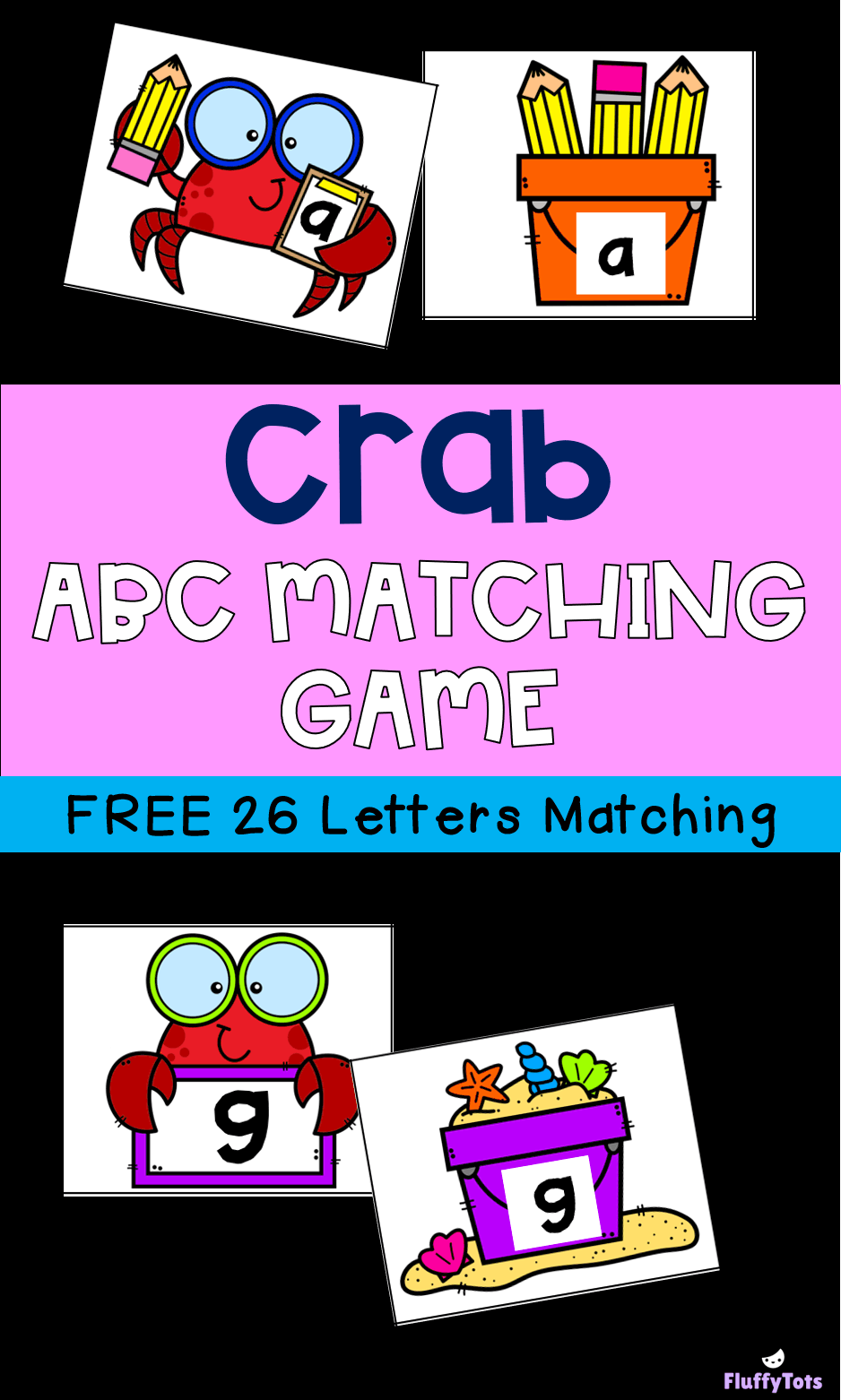 Summer Crab ABC Matching Game : FREE 26 Crabs with Letters to be ...
