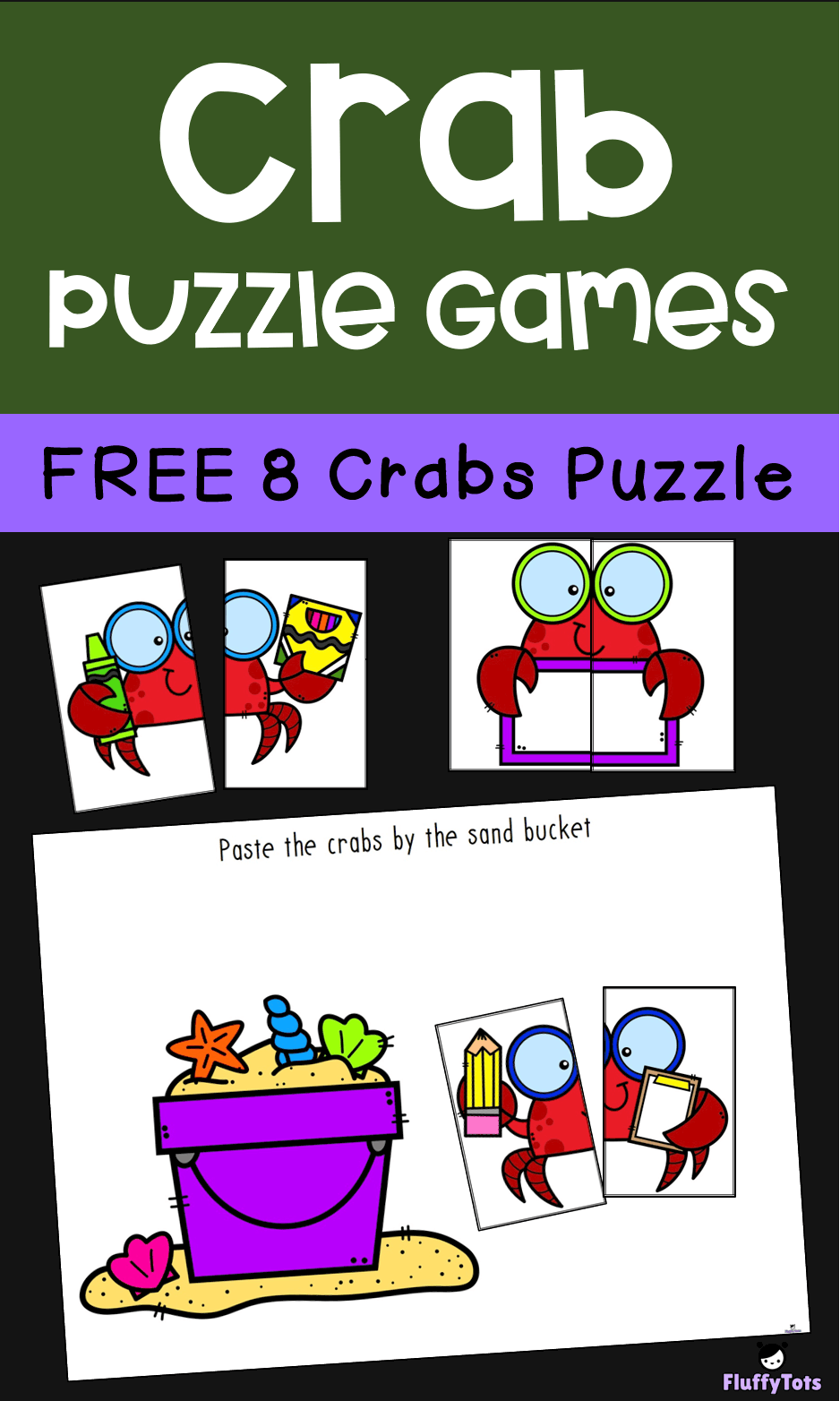 Crab Puzzle Games : FREE 8 Super Simple Puzzle - FluffyTots