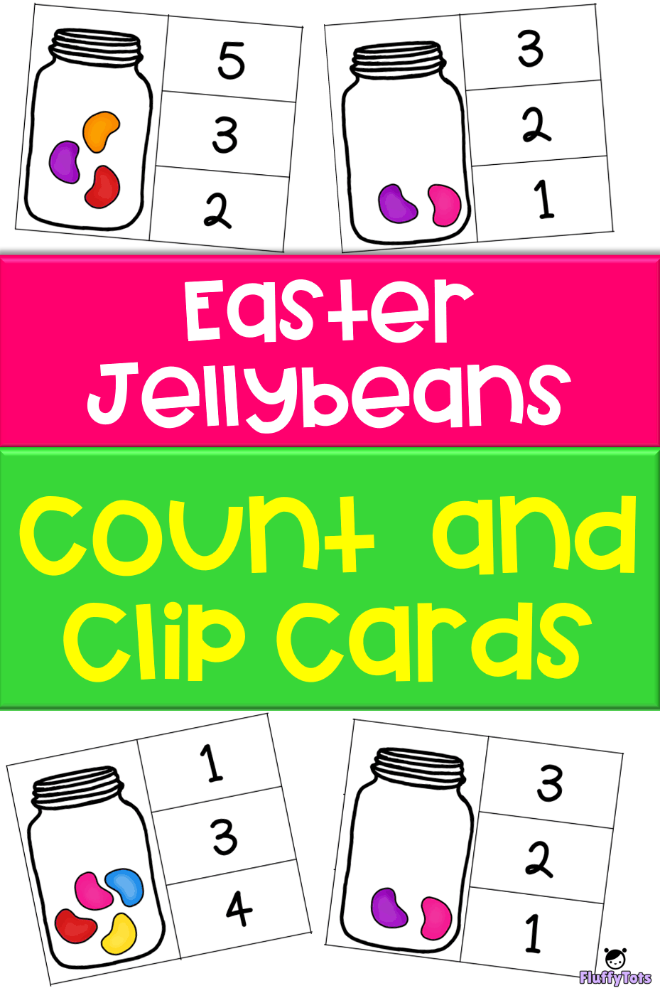 Easter Jellybean Count and Clip Cards : FREE 12 Colorful Clip Cards ...