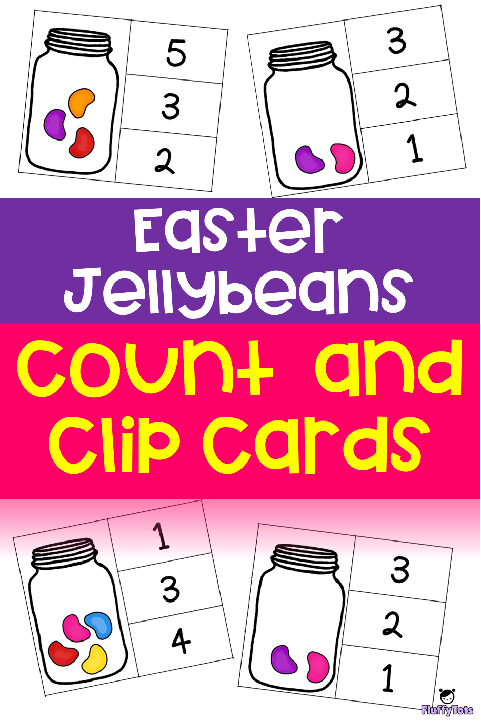 Easter Jellybean Count and Clip Cards : FREE 12 Colorful Clip Cards ...