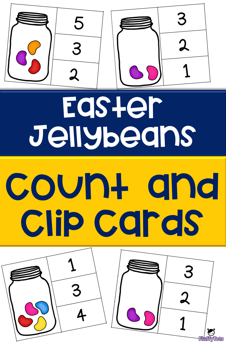 Easter Jellybean Count and Clip Cards : FREE 12 Colorful Clip Cards ...