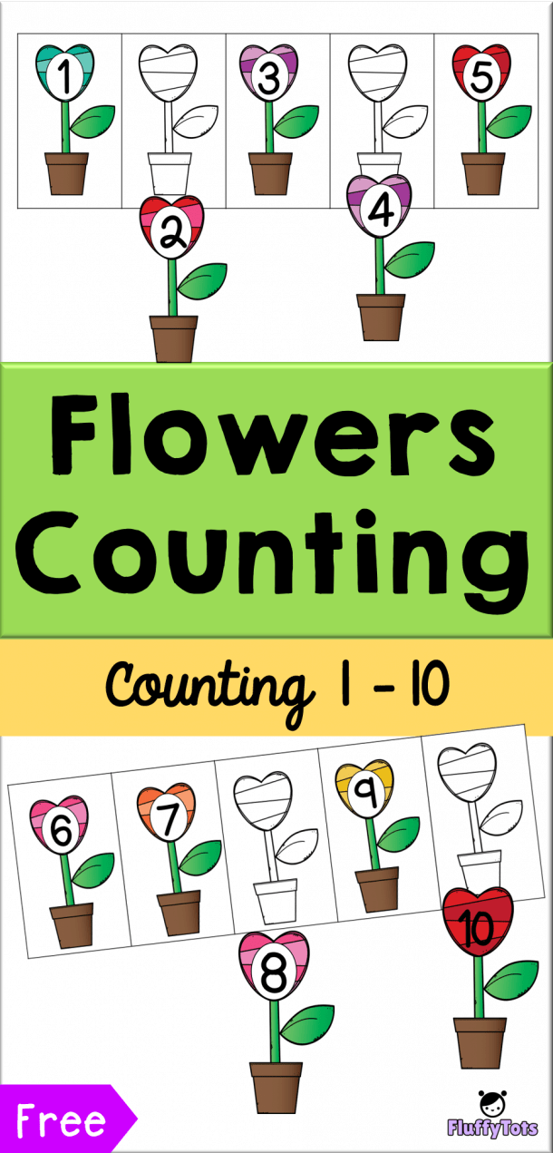 Flowers Counting : FREE Counting 1-10 - FluffyTots