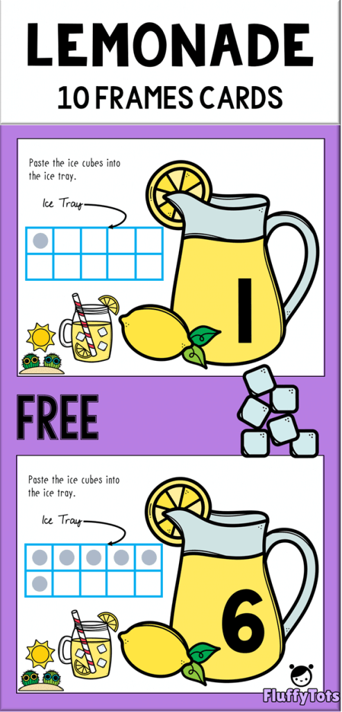Lemonade 10-Frames Cards : FREE Counting 1-10 Printables - FluffyTots