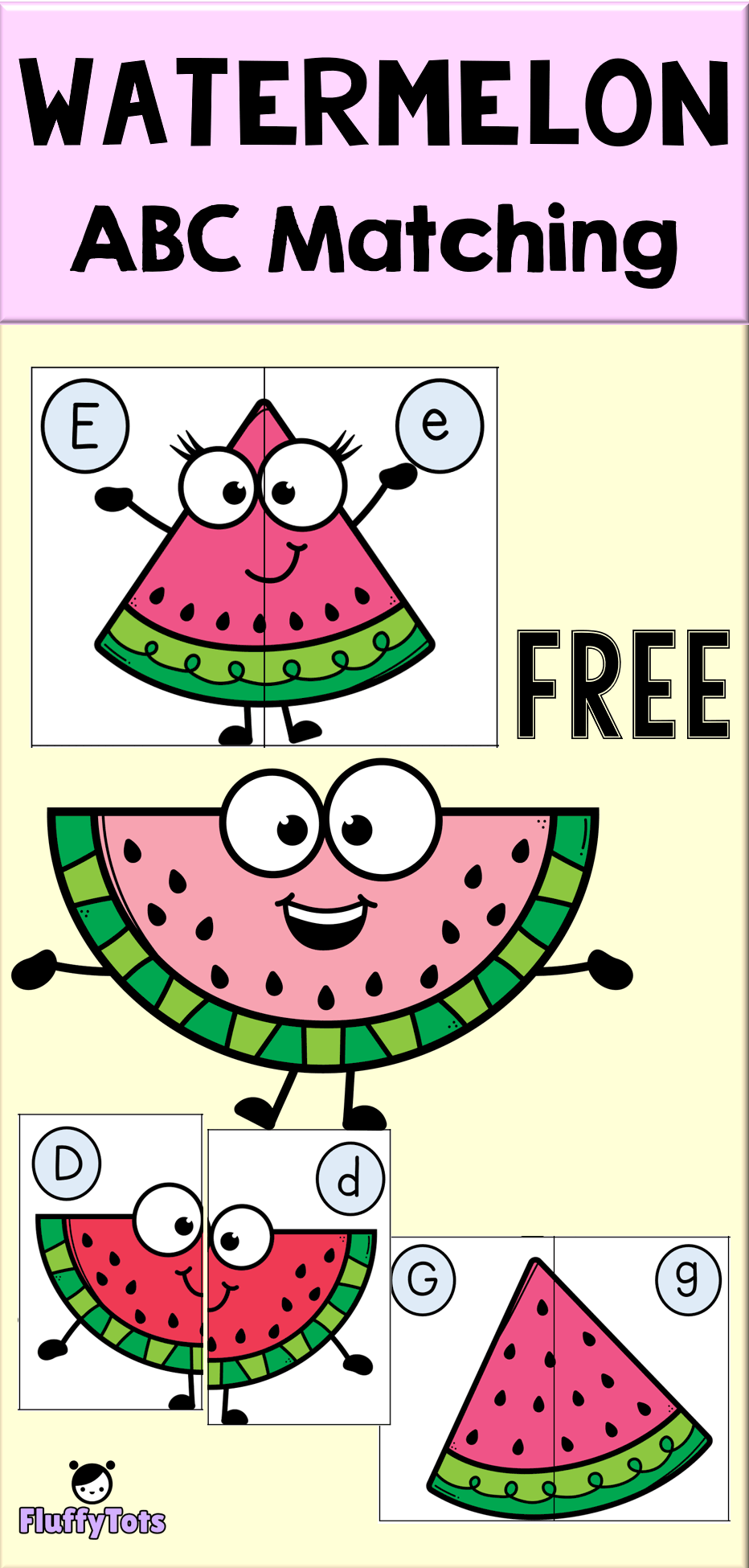 Watermelon ABC Matching Printables - FluffyTots