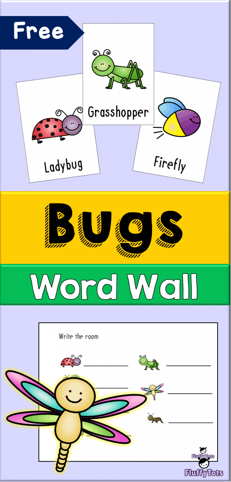 Bugs Word Wall : FREE 12 Bugs Vocabulary - FluffyTots