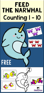Counting 1-10 Fun Printables : FREE Feed The Narwhal Activity - FluffyTots