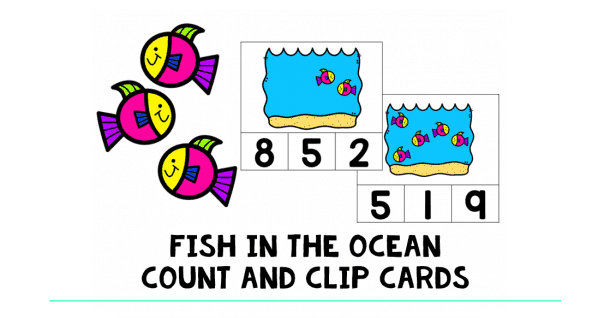 Fish In The Ocean Count and Clip Cards : FREE 20 Easy Prep Clip Cards ...