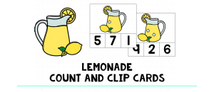 Lemonade Count and Clip Cards : FREE 20 Exciting Clip Cards - FluffyTots