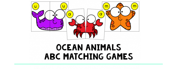 Cute 26 Ocean Animals Letter Matching Puzzle for Preschool - FluffyTots