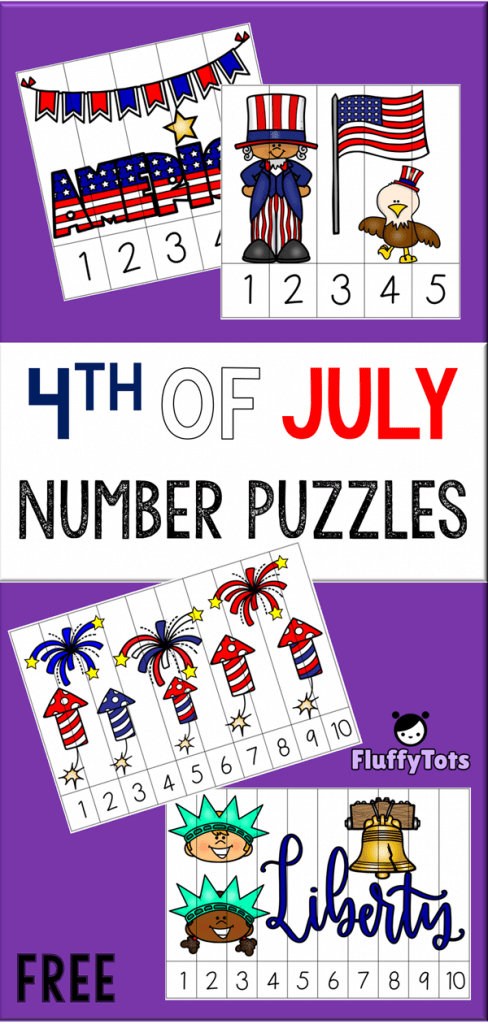 4th of July Number Puzzles : FREE 4 Exciting Puzzles for Your Kids ...