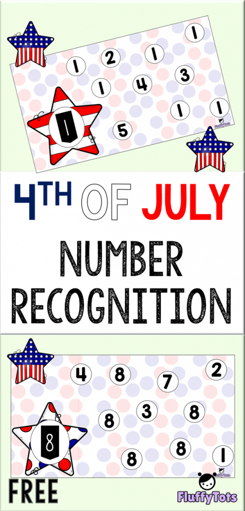4th of July Number Recognition : Simple Number Activity for Kids ...