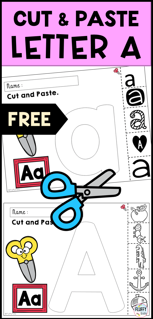 Easy Letter A Activities : 3 Beginning Sounds Cut and Paste - FluffyTots