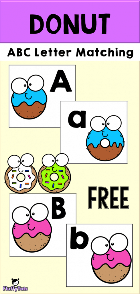 Donut ABC Matching Printables : FREE 26 Letters Matching - FluffyTots