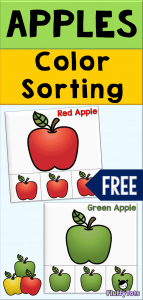 Apple Color Sorting Mat : FREE 3 Color Sorting - FluffyTots