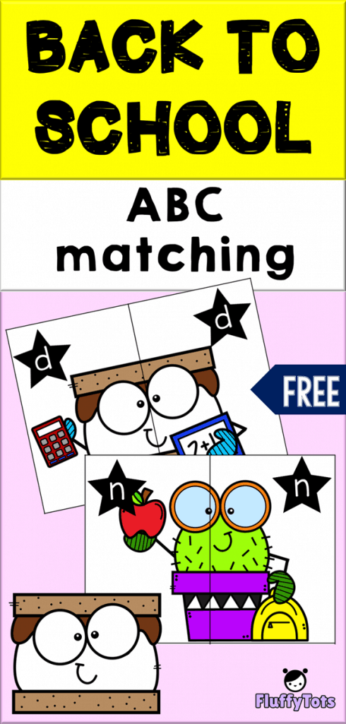 Back to School ABC Matching Puzzle : FREE 26 ABC Puzzles - FluffyTots