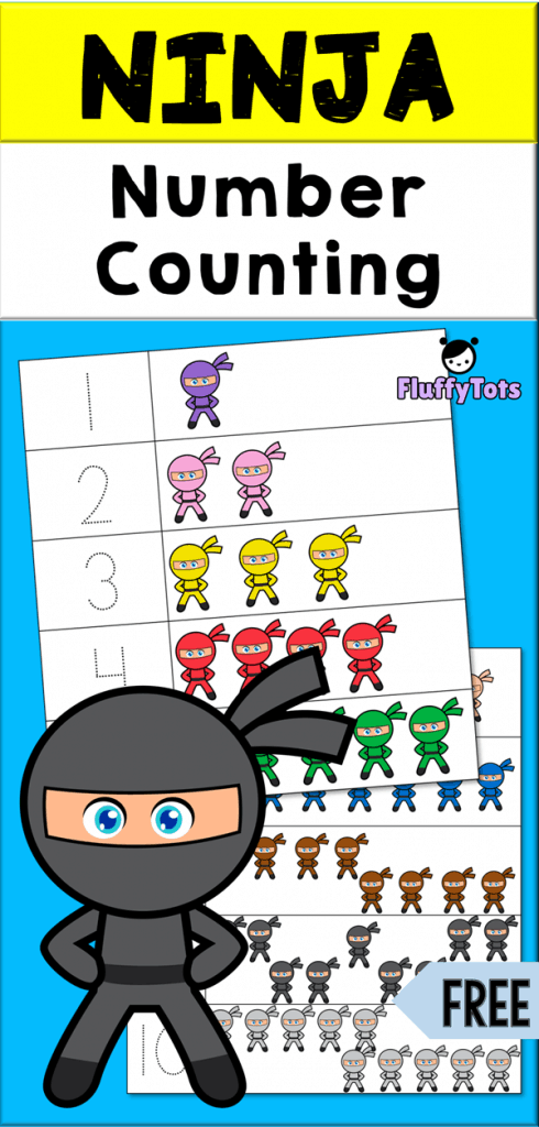 Ninja Number Counting : FREE Counting Number 1-10 Printables - FluffyTots