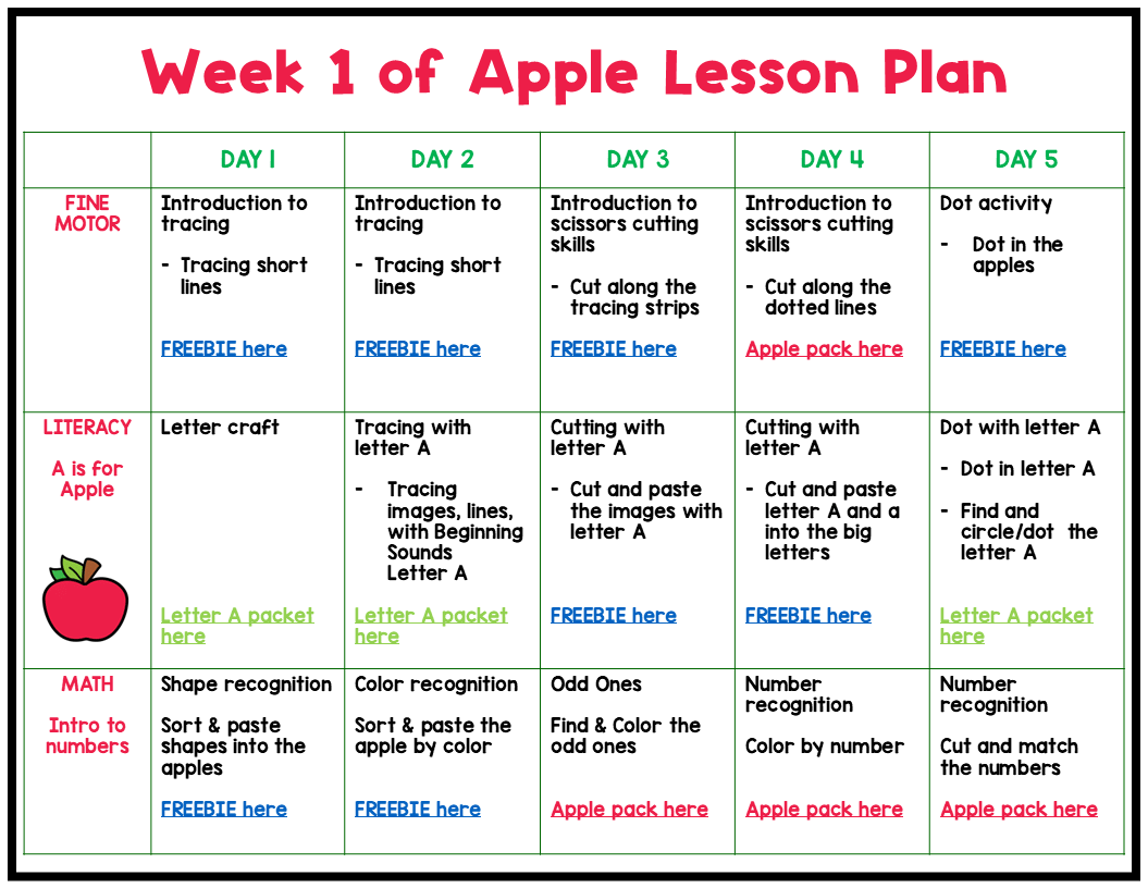 11 FREE Apple Themed Printable and Apple Lesson Plan for Preschool and ...