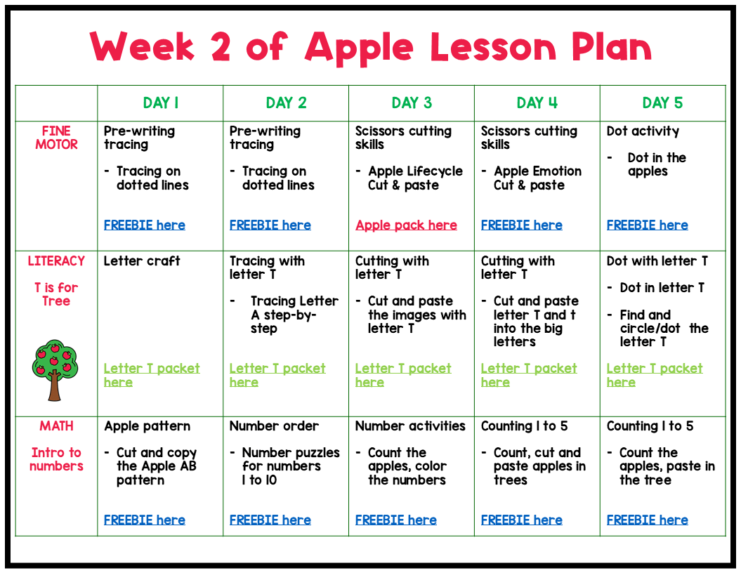 11 FREE Apple Themed Printable and Apple Lesson Plan for Preschool and ...