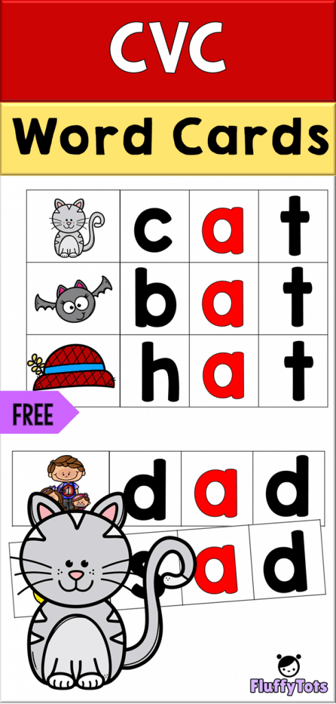 CVC Word Cards : FREE 6 CVC Word Cards - FluffyTots