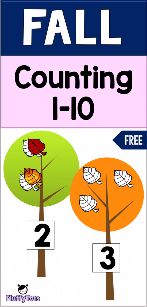 Counting Leaves on Trees Printable : FREE Counting 1-10 - FluffyTots