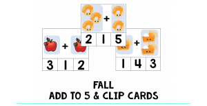 Fall Add and Clip Cards : FREE Addition to Number 5 Activity - FluffyTots
