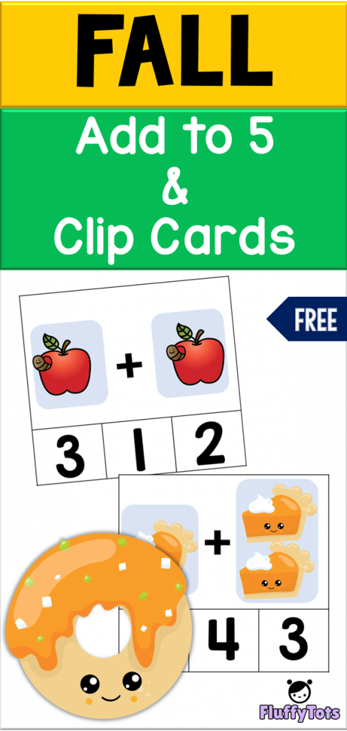 Fall Add and Clip Cards : FREE Addition to Number 5 Activity - FluffyTots