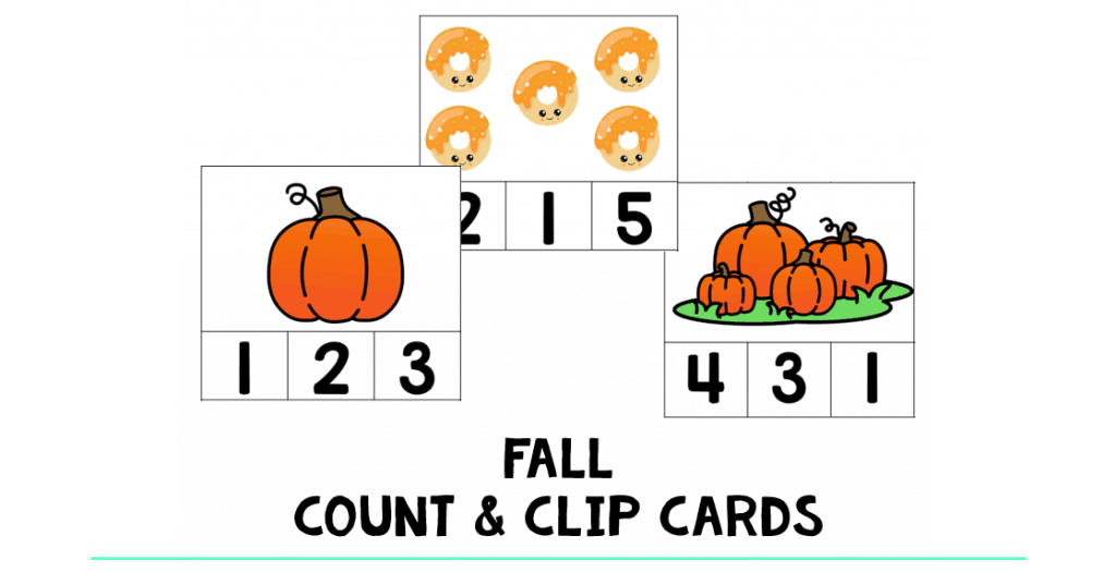 Fall Count and Clip Cards : FREE Counting 1-5 Activity - FluffyTots