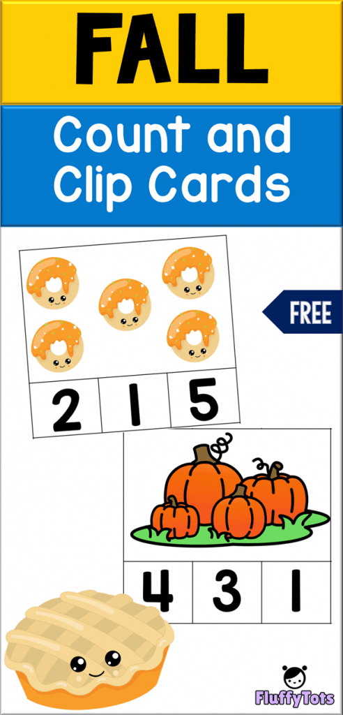Fall Count and Clip Cards : FREE Counting 1-5 Activity - FluffyTots