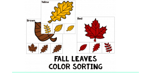 Fall Leaves Color Sorting Activity : FREE 3 Colors Sorting - FluffyTots