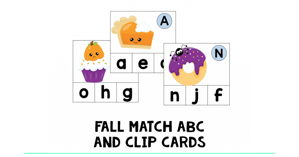 Fall Match ABC and Clip Cards : FREE 26 ABC Clip Cards - FluffyTots