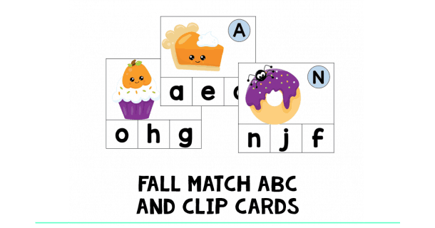 Fall Match ABC and Clip Cards : FREE 26 ABC Clip Cards - FluffyTots