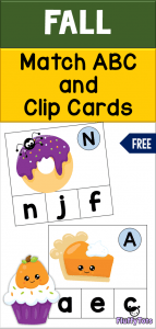 Fall Match ABC and Clip Cards : FREE 26 ABC Clip Cards - FluffyTots
