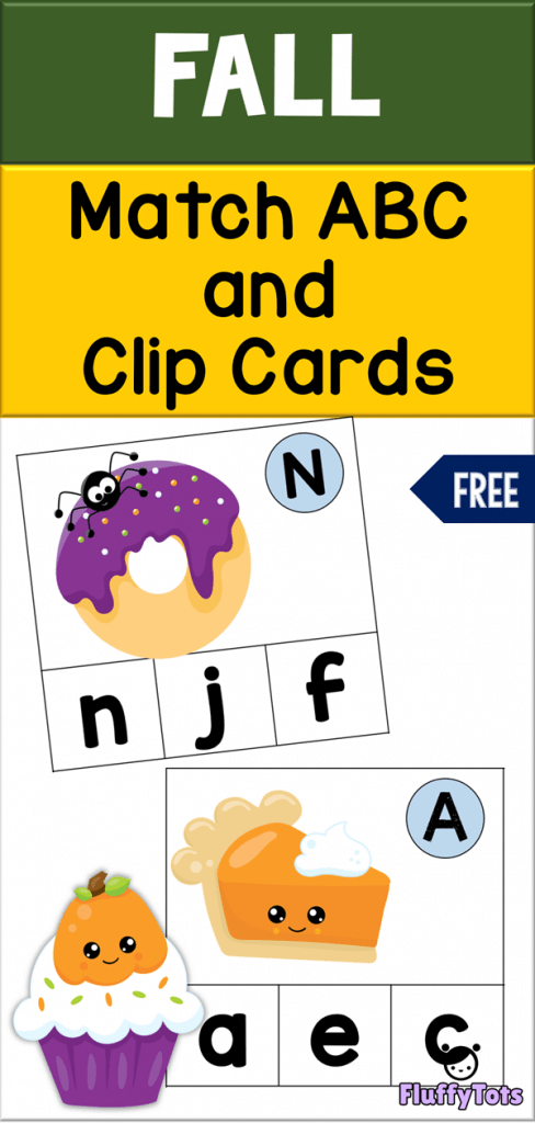 Fall Match ABC and Clip Cards : FREE 26 ABC Clip Cards - FluffyTots