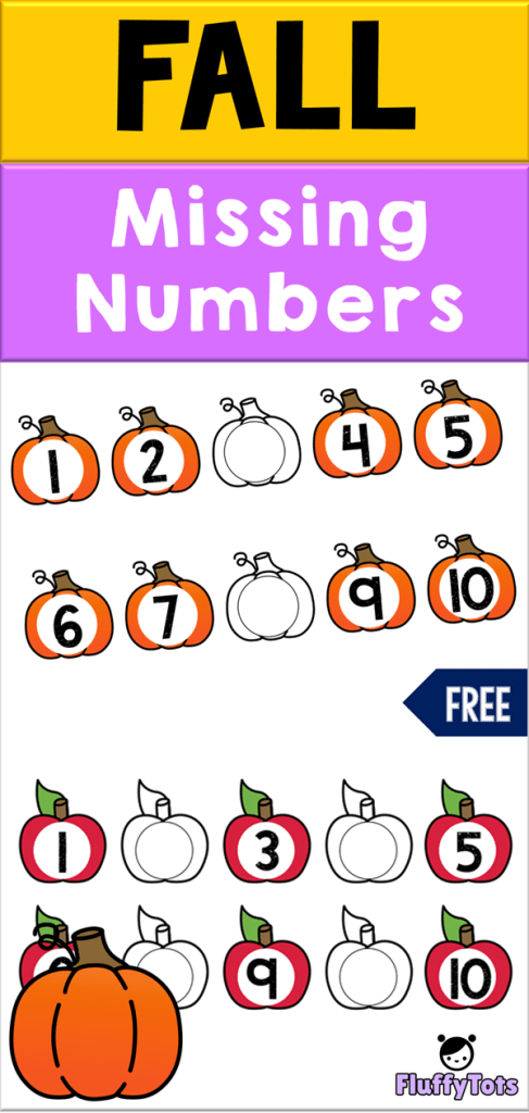 Fall Missing Numbers Printables : FREE 2 Sets of Missing Numbers ...
