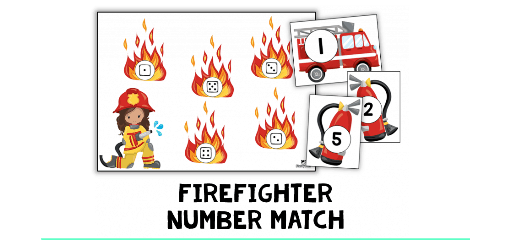 Firefighter Number Match Activity - FluffyTots